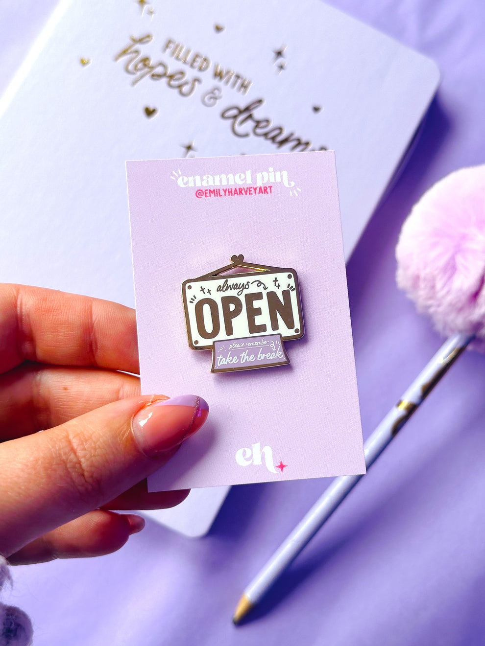 'Always Open' Gold Enamel Pin | Emily Harvey Art