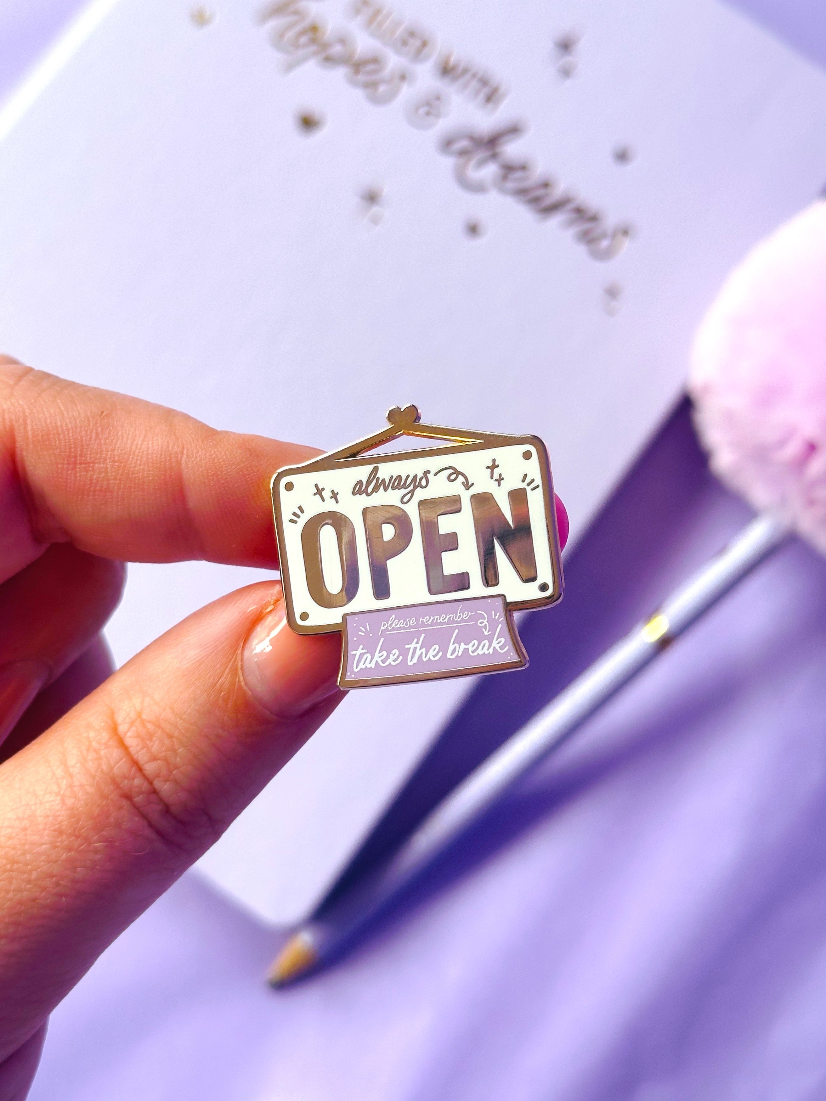 'Always Open' Gold Enamel Pin | Emily Harvey Art