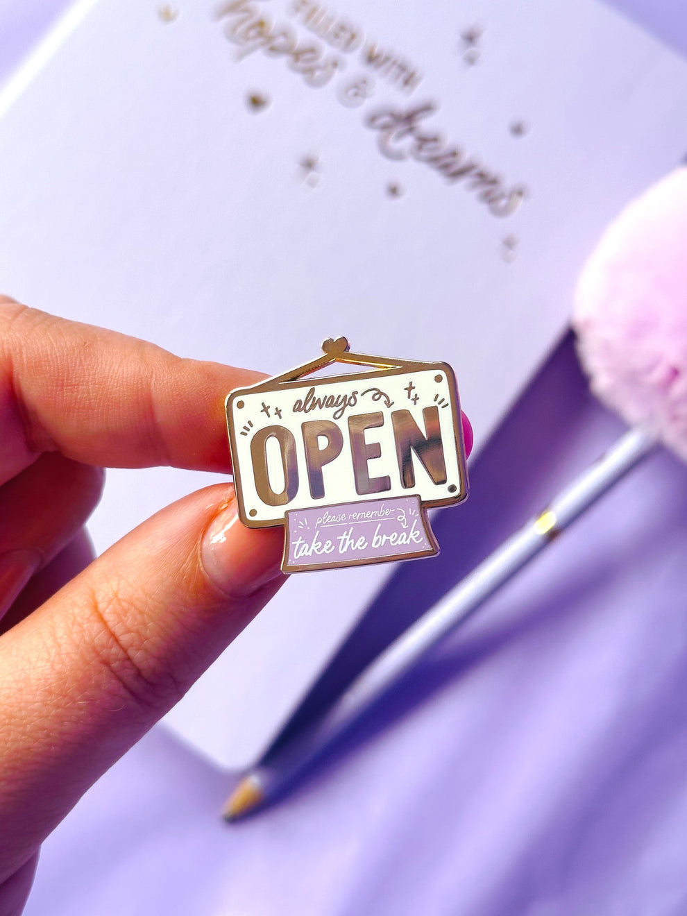 'Always Open' Gold Enamel Pin | Emily Harvey Art